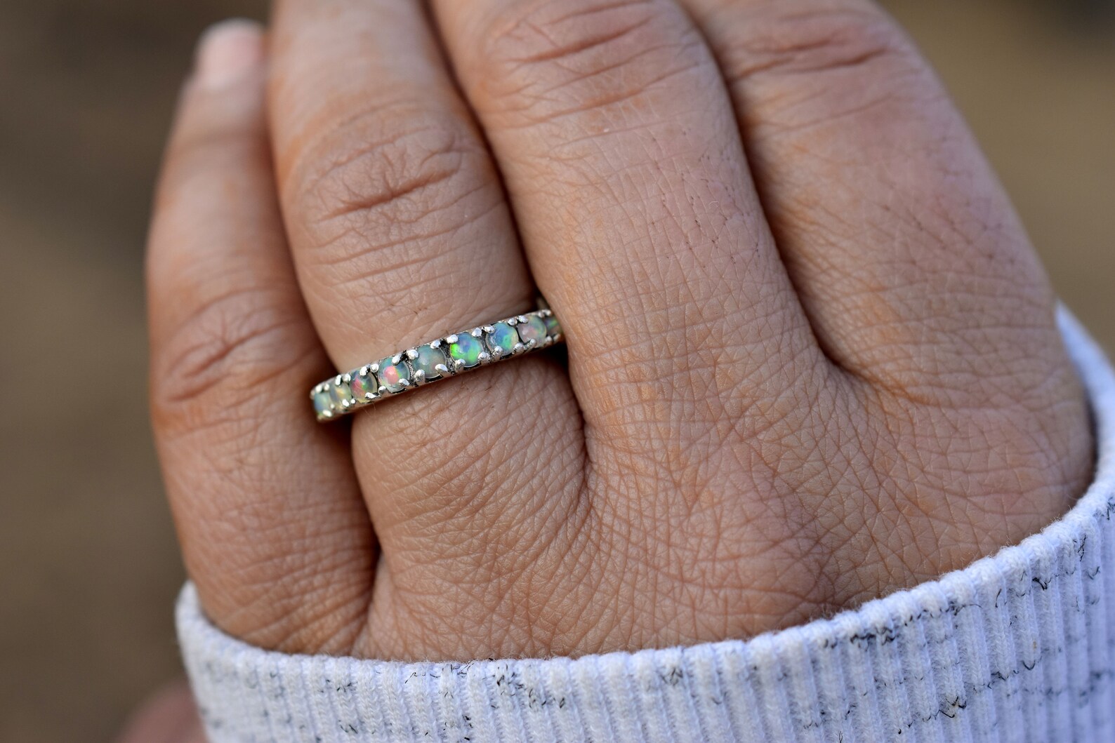 Opal Eternity Band Ethiopian Opal Ring Eternity Wedding | Etsy