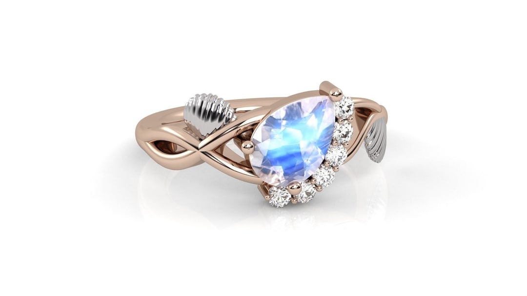 Moonstone Sea Shell Engagement Ring, Ocean Engagement Ring, Surf and ...