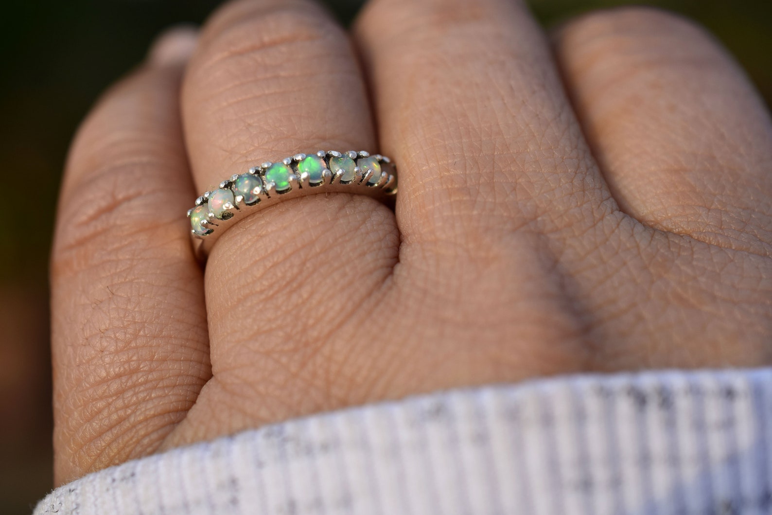 Opal Eternity Band Ethiopian Opal Ring Eternity Wedding | Etsy