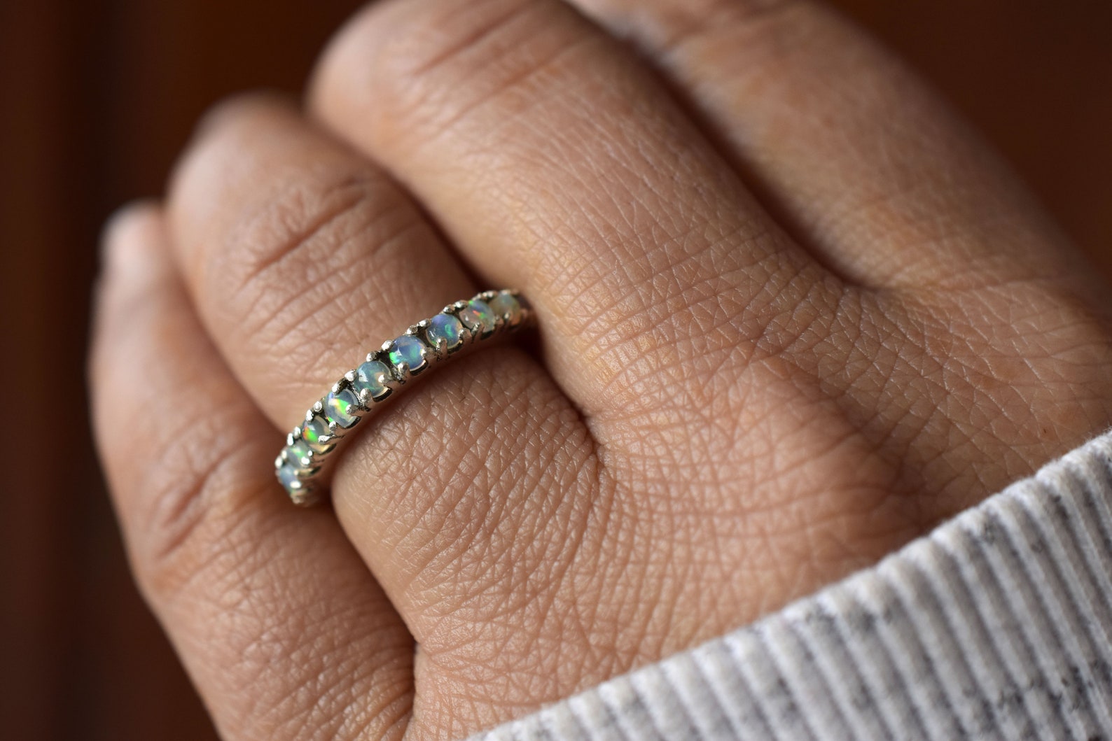 Opal Eternity Band Ethiopian Opal Ring Eternity Wedding | Etsy