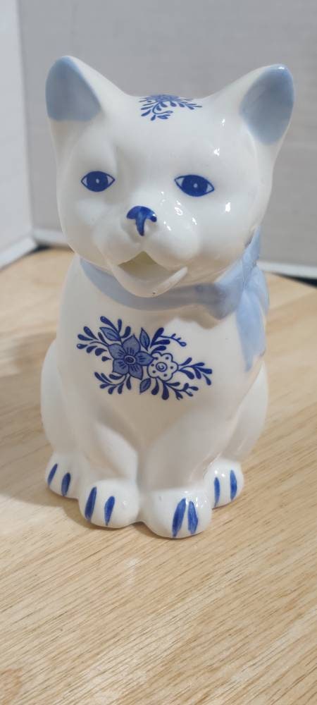 Vintage, Delft Blue Holland Cat Creamer/pitcher Hand Painted - Etsy