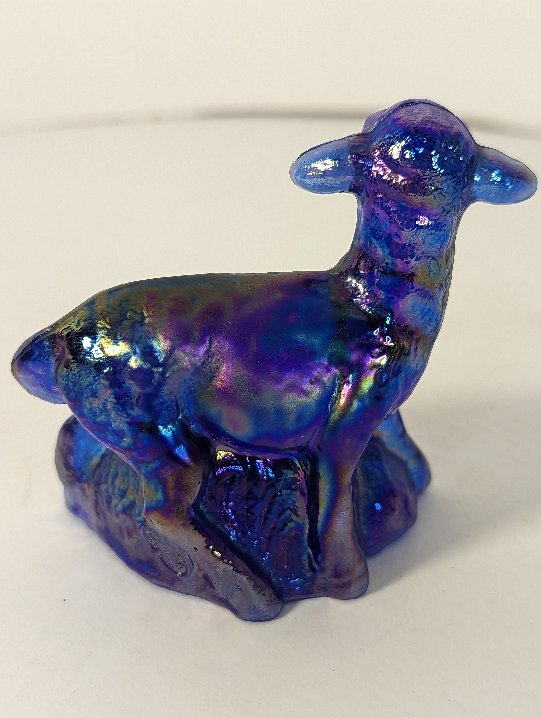 Rare Fenton Electric Blue Lamb Sheep Iridescent Figurine - Etsy