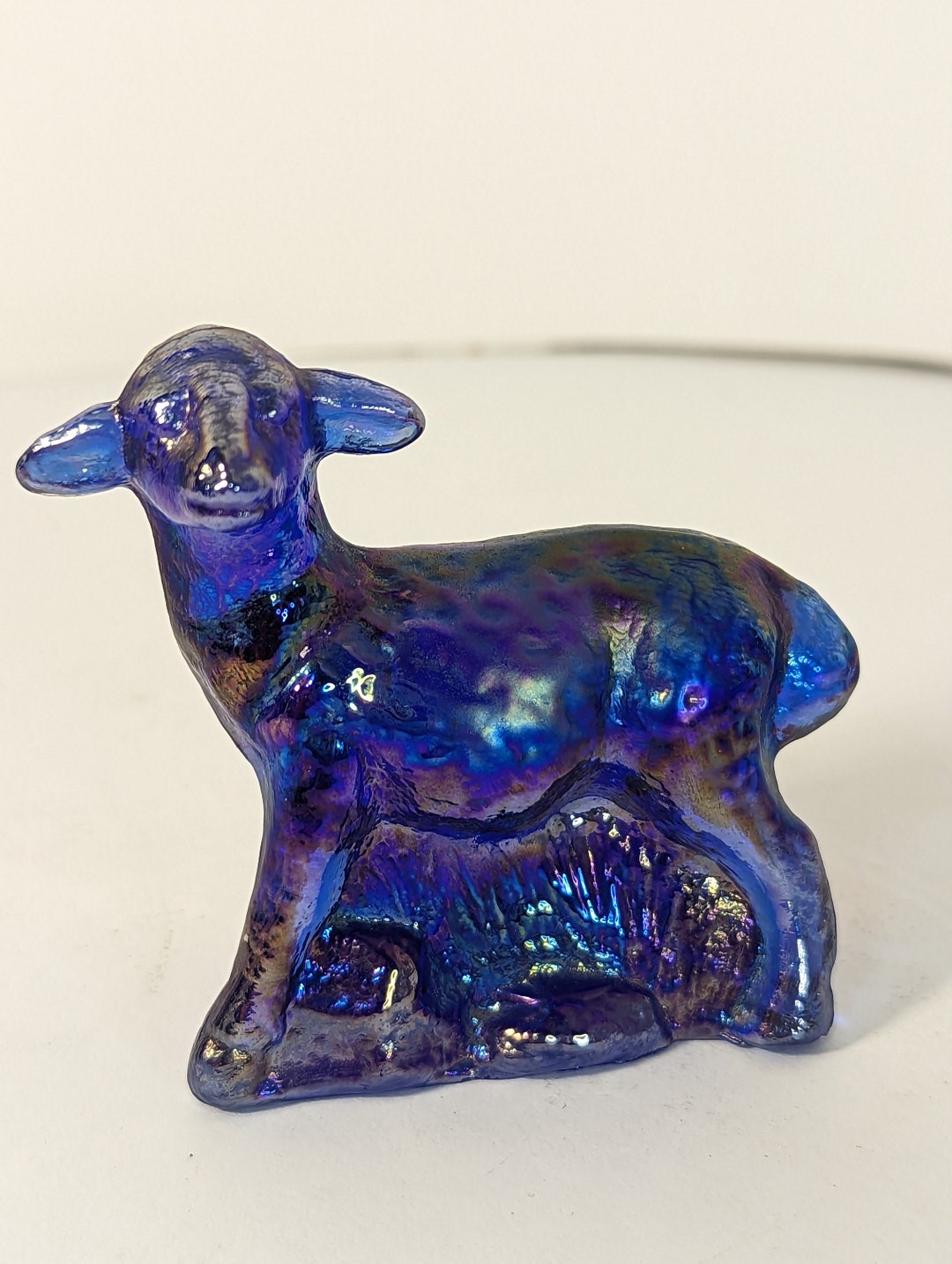Rare Fenton Electric Blue Lamb Sheep Iridescent Figurine - Etsy