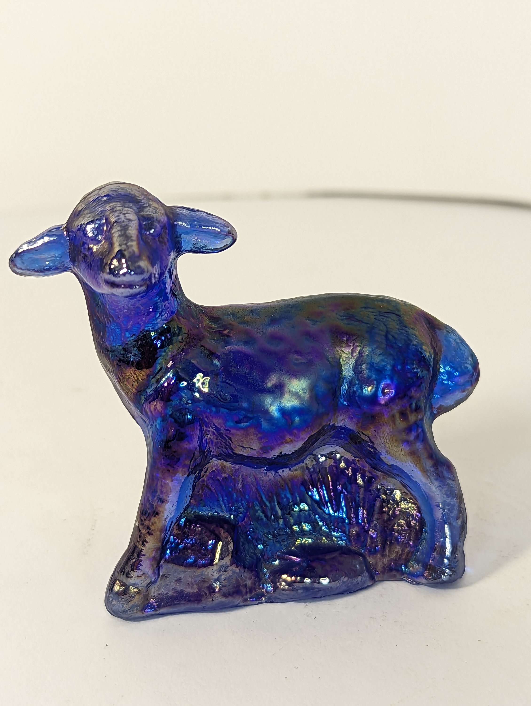 Rare Fenton Electric Blue Lamb Sheep Iridescent Figurine - Etsy