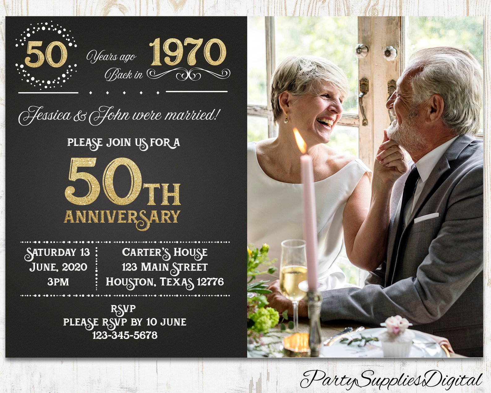 Anniversary Invitations 50 Years With Photo Surprise 50th | Etsy