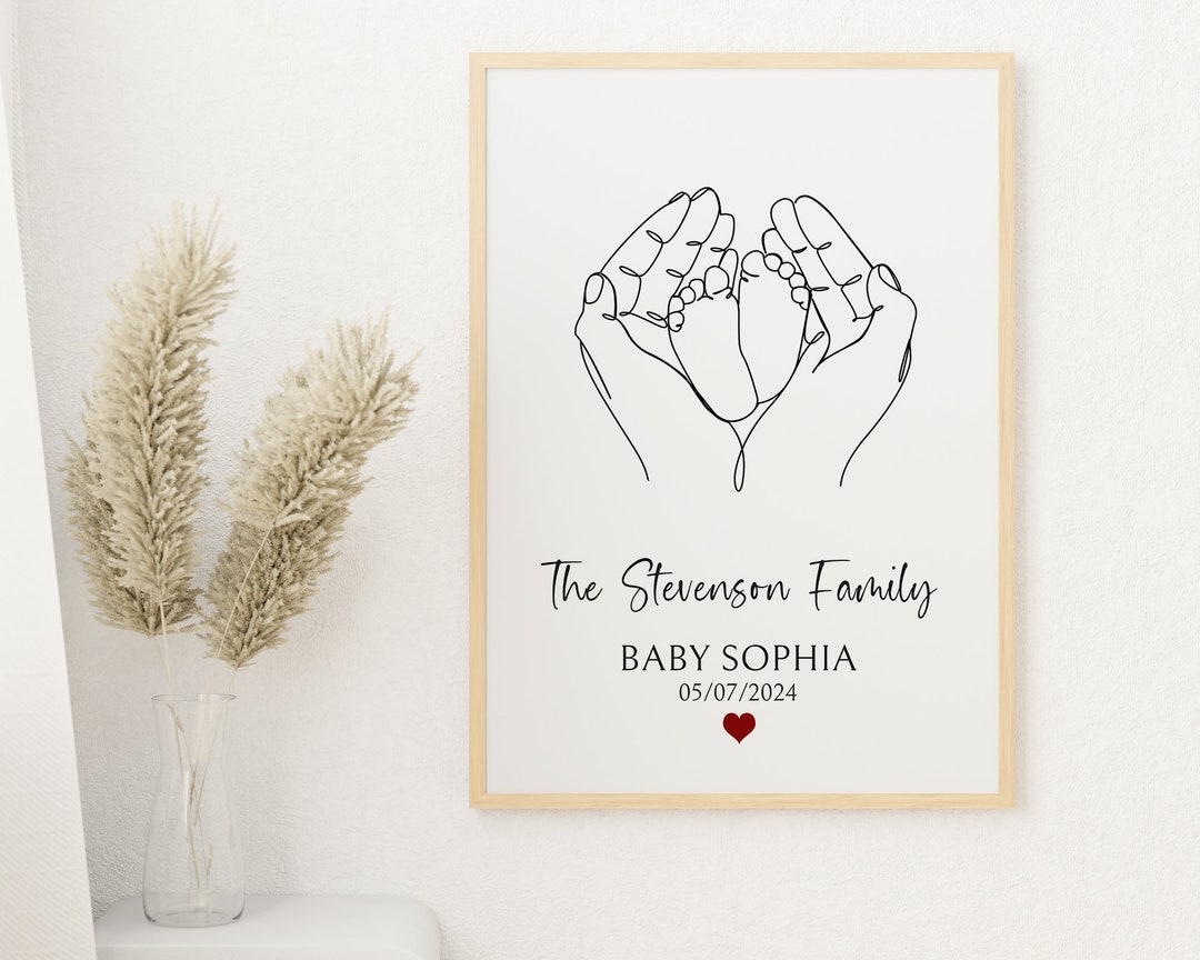Personalized Newborn Baby Digital Print, Minimalist Birth Announcement ...