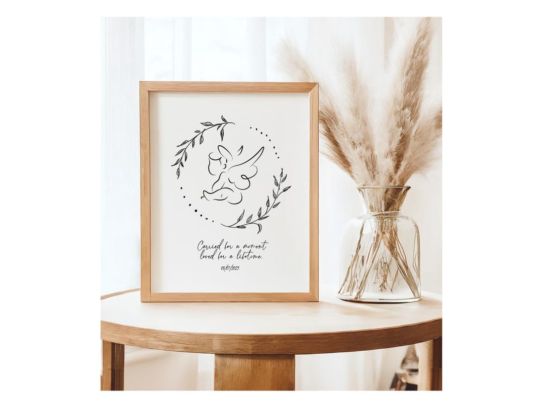Custom Angel Baby Poster Personalized Infant Loss Print Minimalist ...