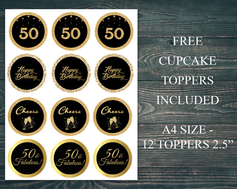 Table Centerpiece Birthday Party Decor Printable 50th Birthday Card 5x7 ...