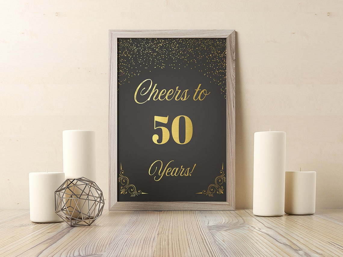 50th Birthday Poster Cheers to 50 Cheers to 50 Years 50th - Etsy