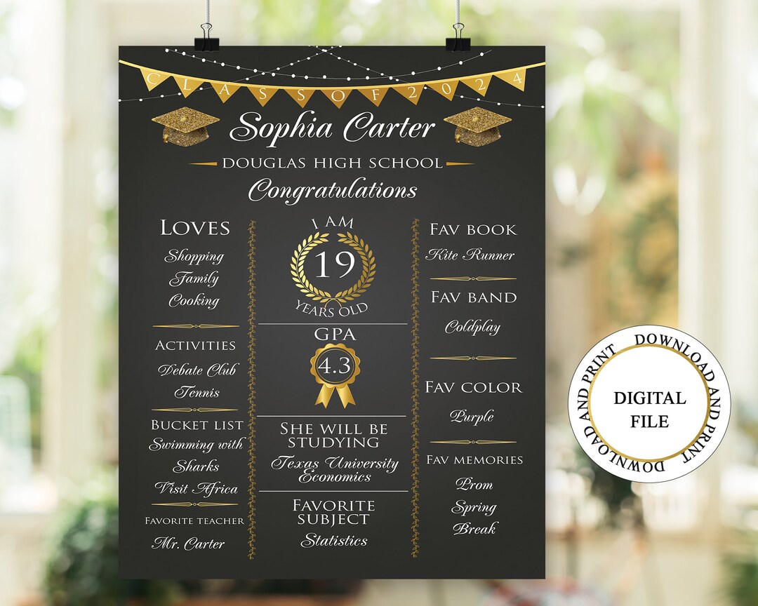 Graduation Poster, Graduation Chalkboard Sign, High School Graduation ...