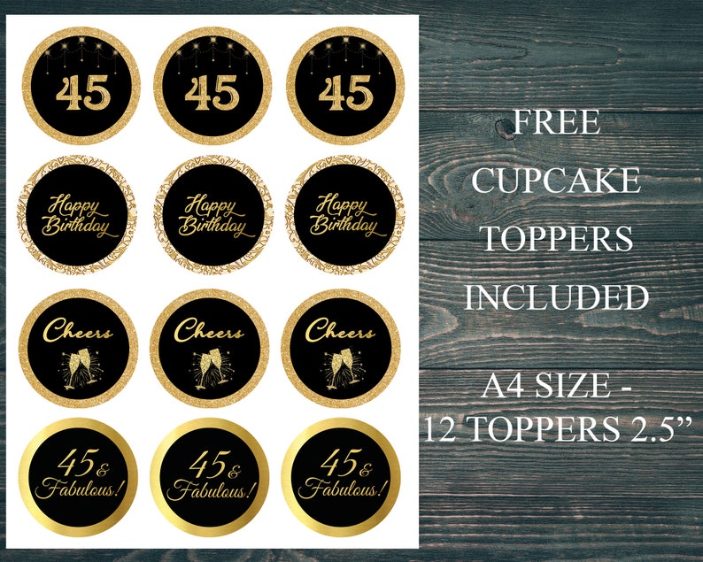 45th Birthday Poster Instant Download 45th Birthday | Etsy