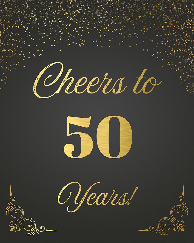50th Birthday Poster Cheers to 50 Cheers to 50 Years 50th - Etsy