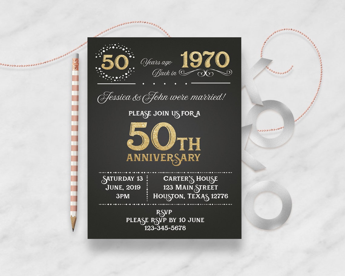 Anniversary Invitations 50 Years With Photo Surprise 50th | Etsy