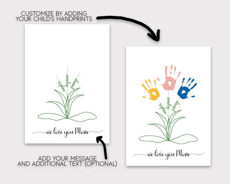 Personalized Flower Handprint Gift Printable Mother's Day Gift for ...