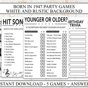 75th Birthday Party Games Printable Born in 1947 1940s Game - Etsy