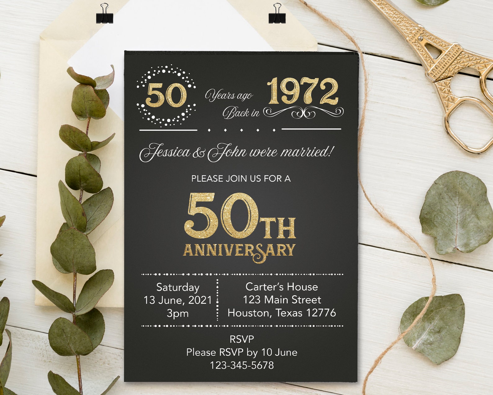 Anniversary Invitations 50 Years Surprise 50th Anniversary - Etsy
