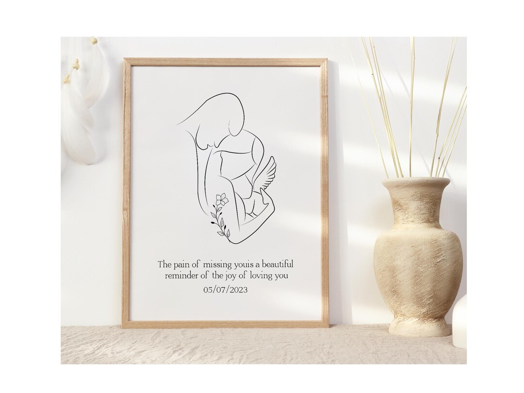 Custom Angel Baby Poster, Personalized Infant Loss Print, Minimalist ...