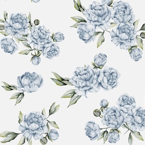 Dusty Blue Flower Clipart, Watercolor Flower Clipart, Dusty Blue Peony ...