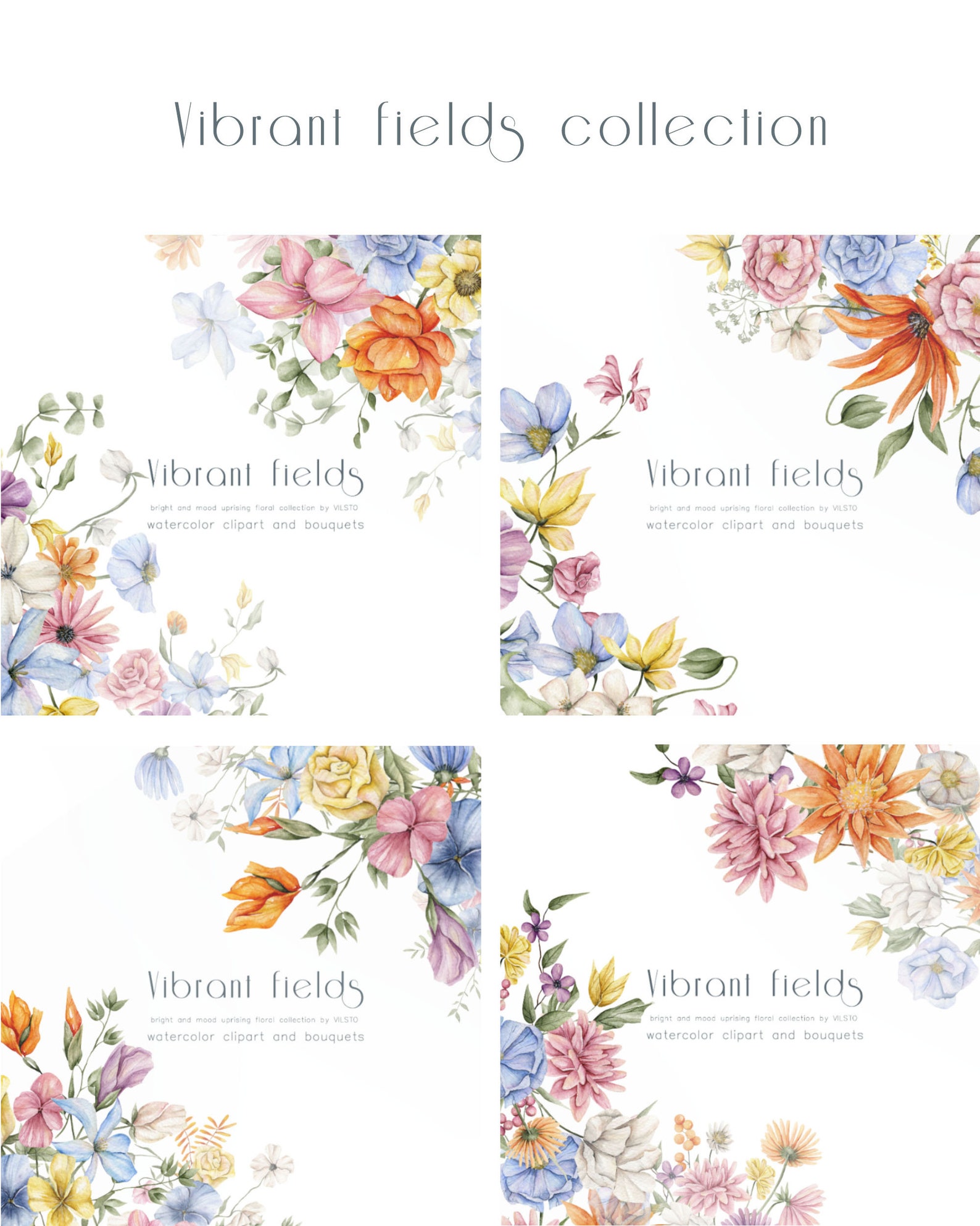 Watercolor Flowers Clipart Summer Flowers Png Colorful - Etsy