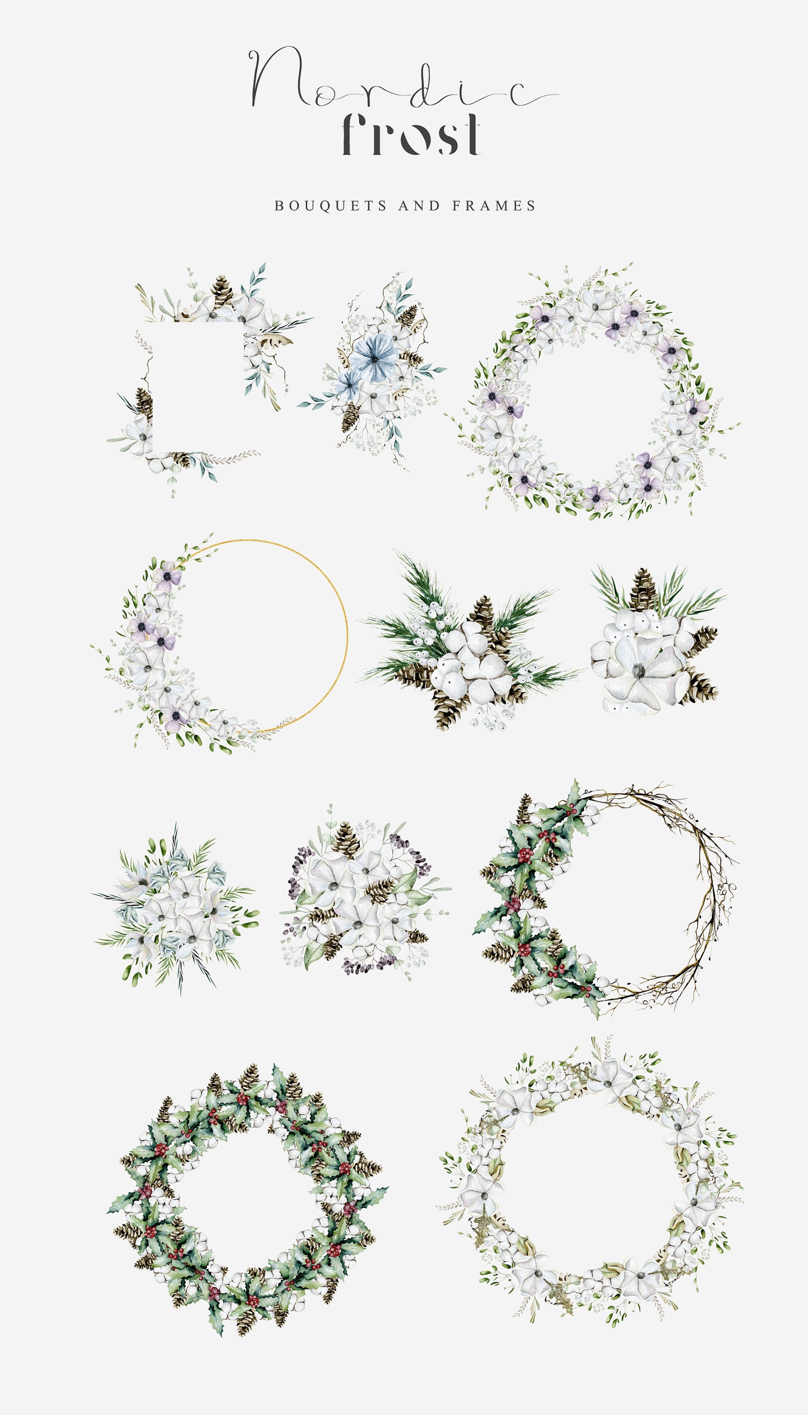 Watercolor Christmas Clipart, Christmas Ornaments Clipart, Winter Clipart, Watercolor Festive ...