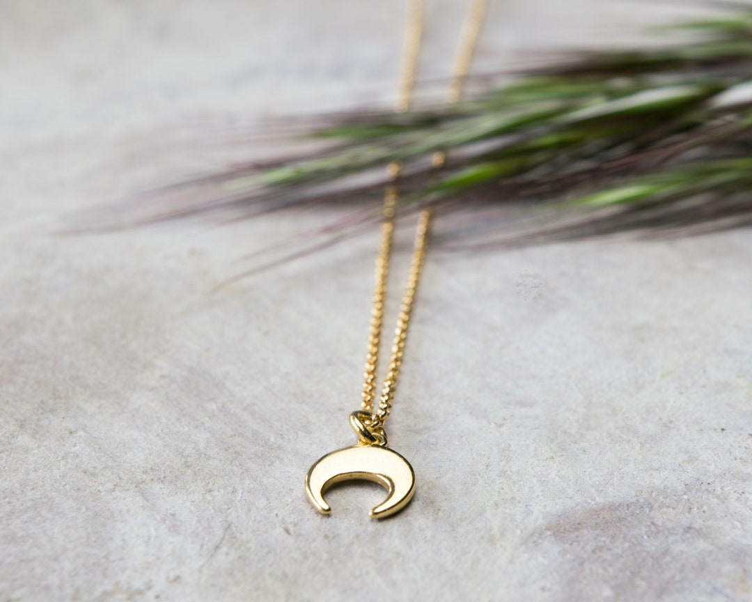 Dainty Gold Half Moon Necklace Minimalist Horn Necklace Tiny - Etsy