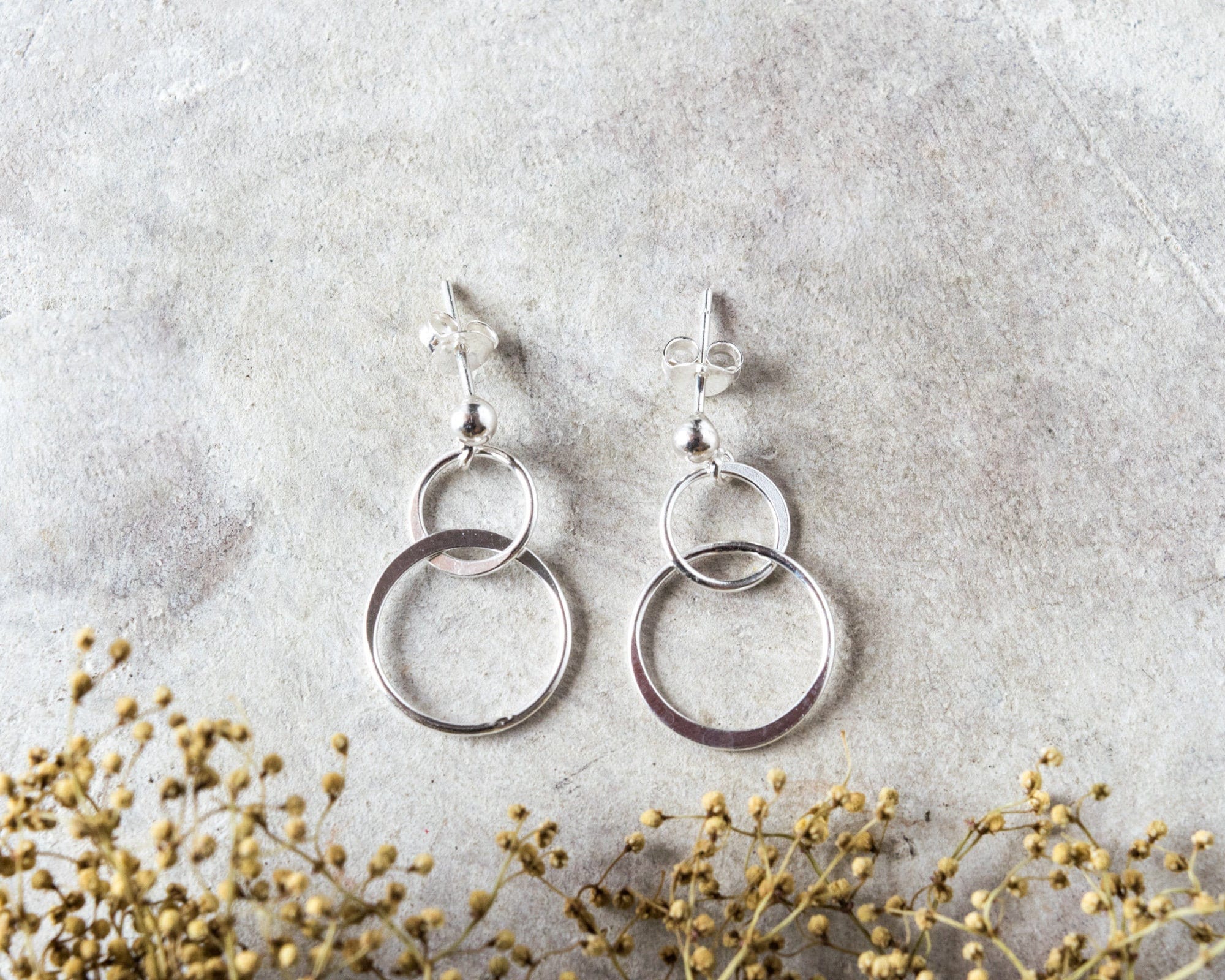 Silver Hoop Earrings Dangle Interlocking Hoop Earrings | Etsy