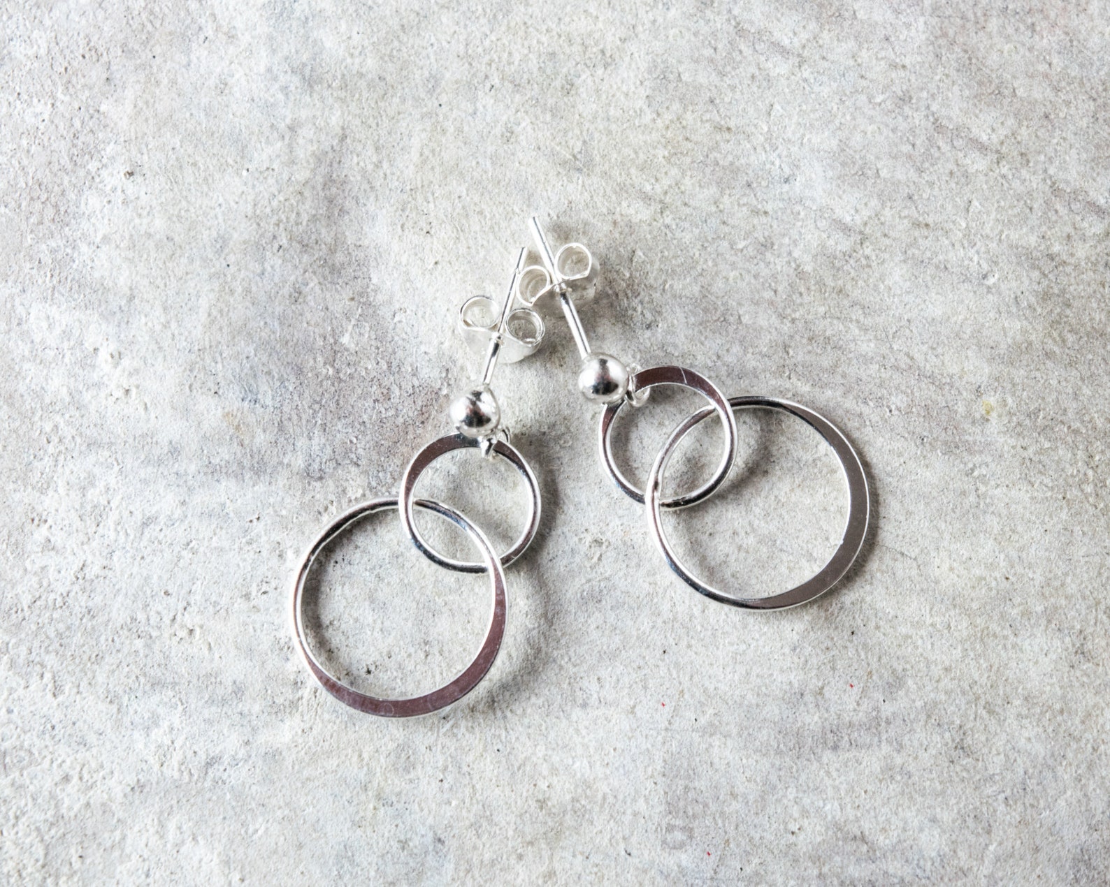 Silver Hoop Earrings Dangle Interlocking Hoop Earrings | Etsy