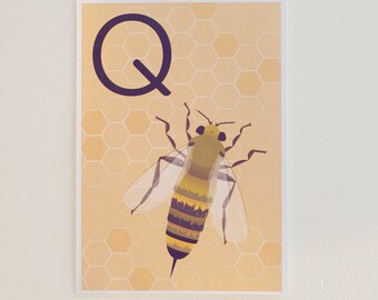 Q is for Queen Bee Alphabet Print - Etsy