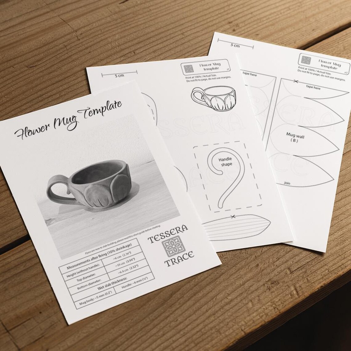 Flower Slab Mug Template PDF Pattern + Instructions, DIY Printable A4 ...