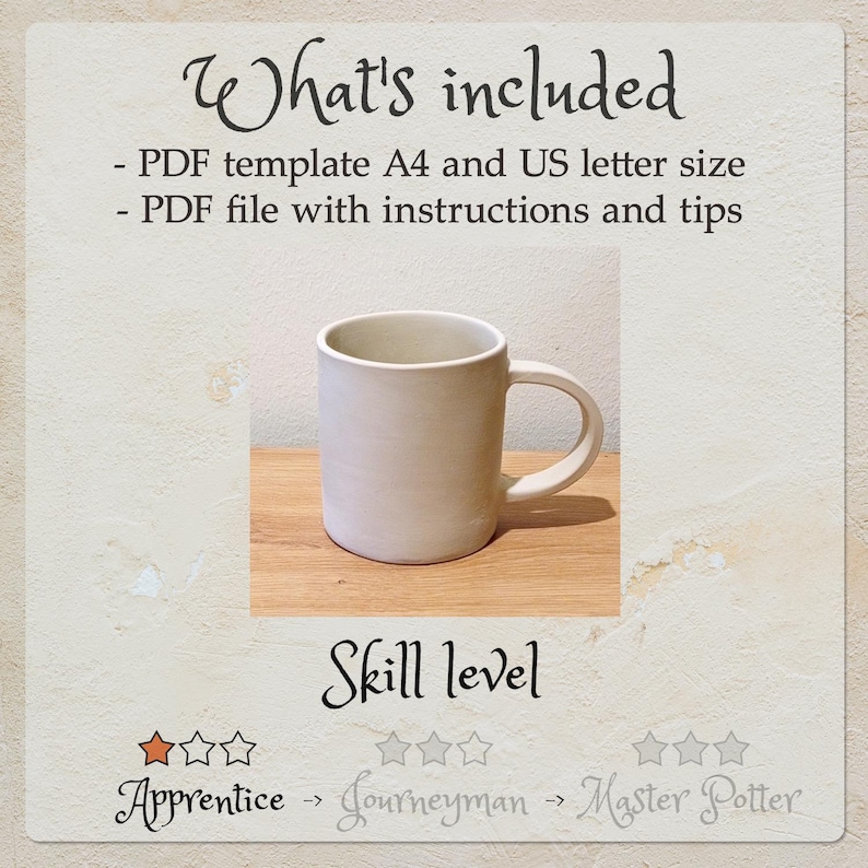 Simple Mug Slab Template PDF Pattern + Instructions, DIY Printable A4 ...