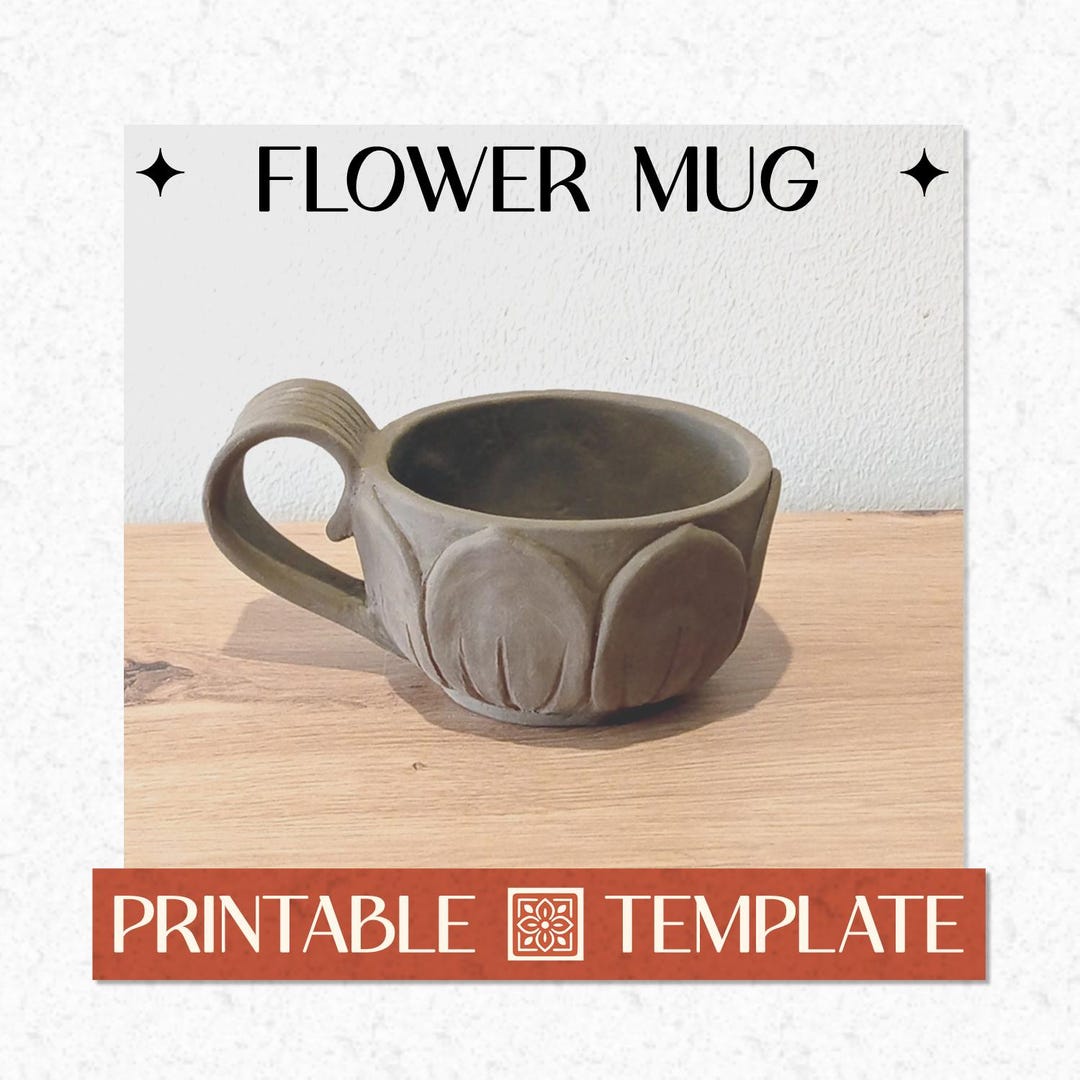 Flower Slab Mug Template PDF Pattern + Instructions, DIY Printable A4 ...