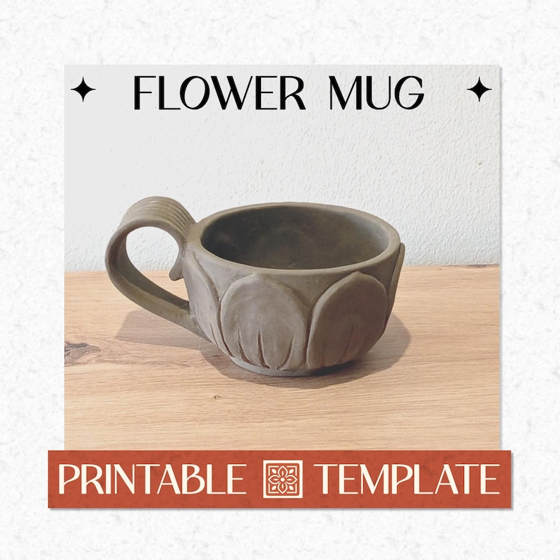 Flower Slab Mug Template PDF Pattern + Instructions, DIY Printable A4 ...