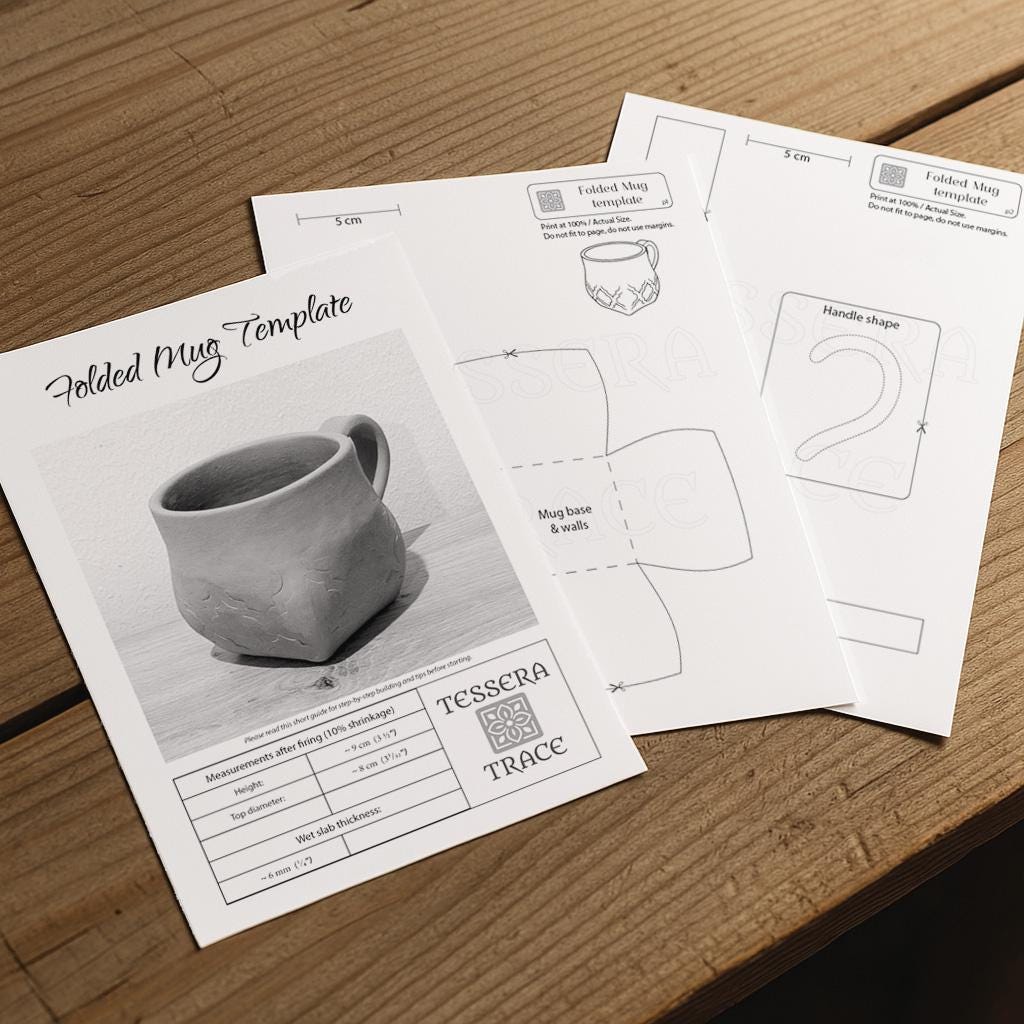 Folded Slab Mug Template PDF Pattern + Instructions, DIY Printable A4 ...