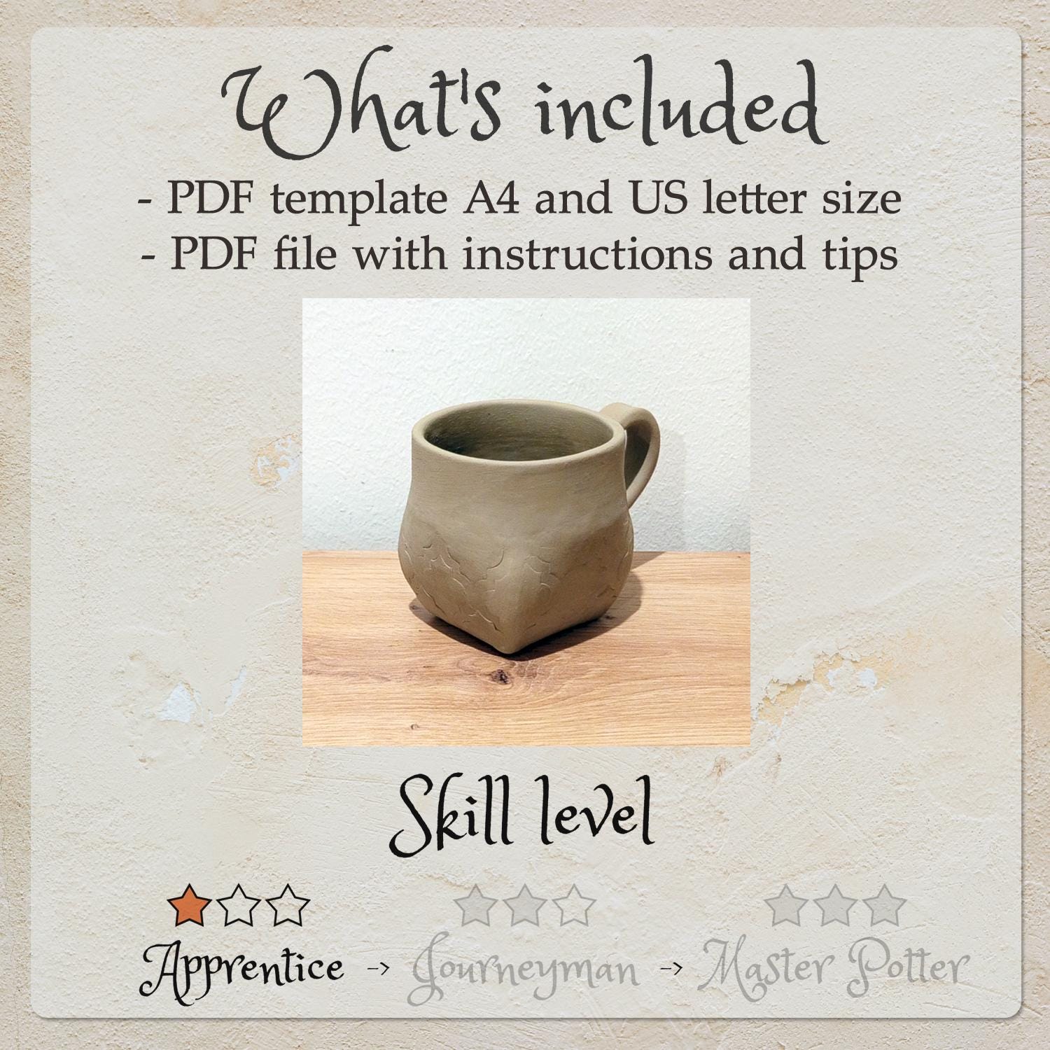 Folded Slab Mug Template PDF Pattern + Instructions, DIY Printable A4 ...