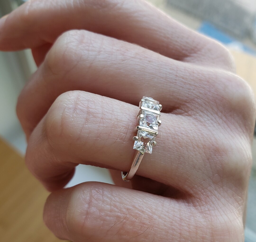 Natural Danburite 3 Stone 4mm Princess Cut Size 7 Ring - Etsy