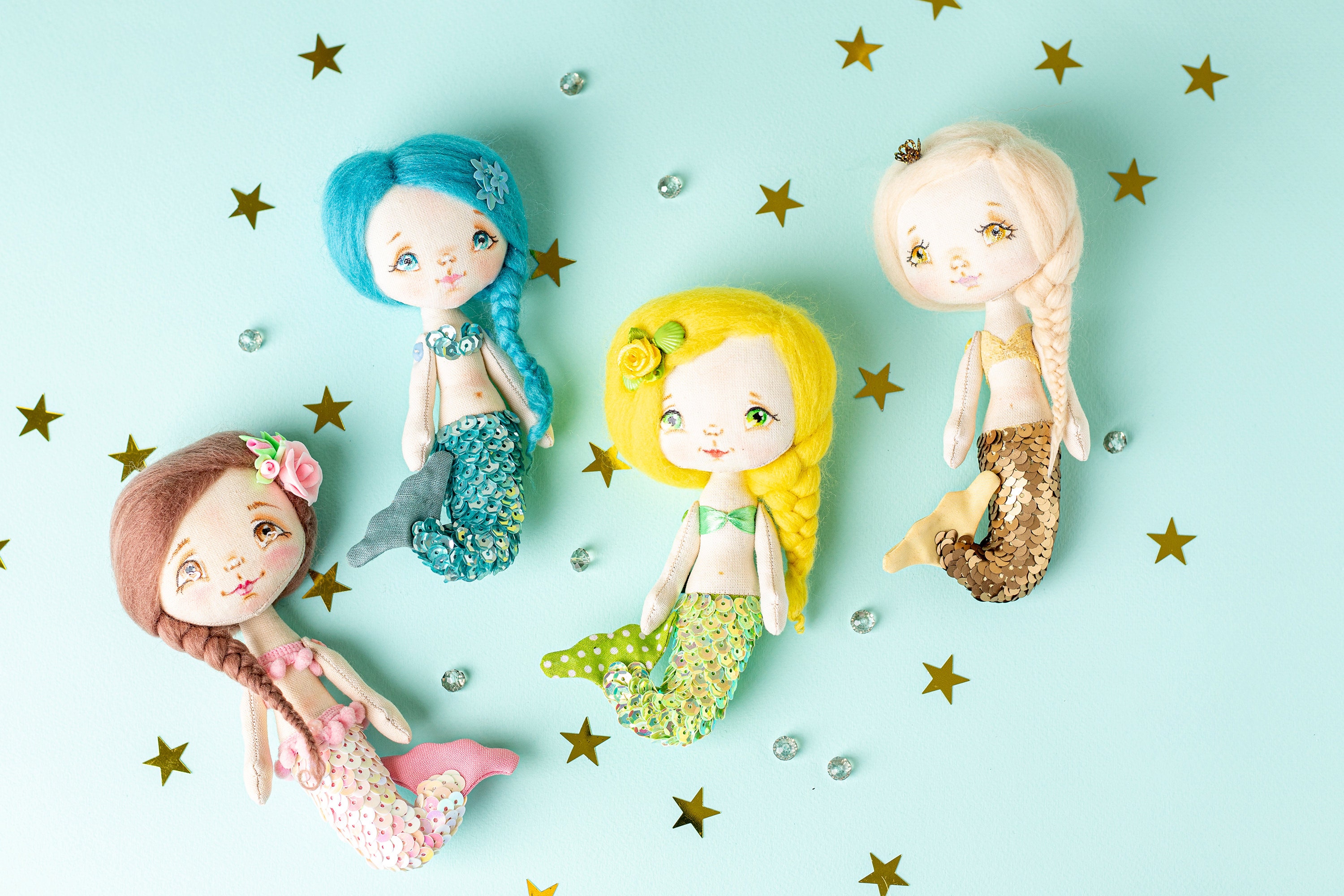 OOAK Mermaids Textile Doll Extremely Cute Handmade Teddy | Etsy