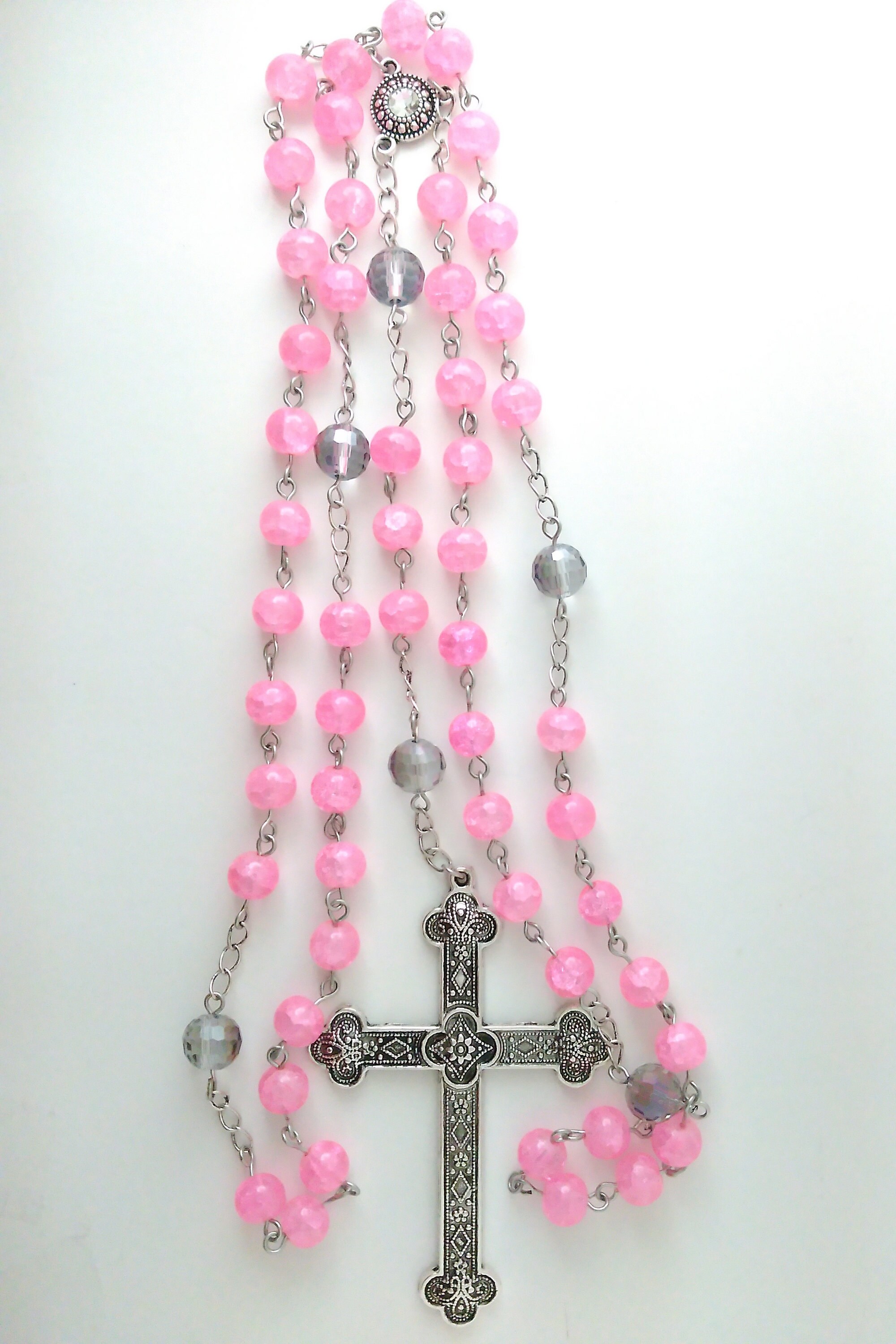Hot Pink Large Silver Rosary "perfectly Pink Princess" - Etsy