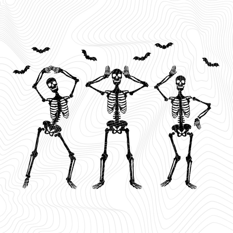 Spooky Skeletons PNG Design Digital File Grunge Dancing - Etsy