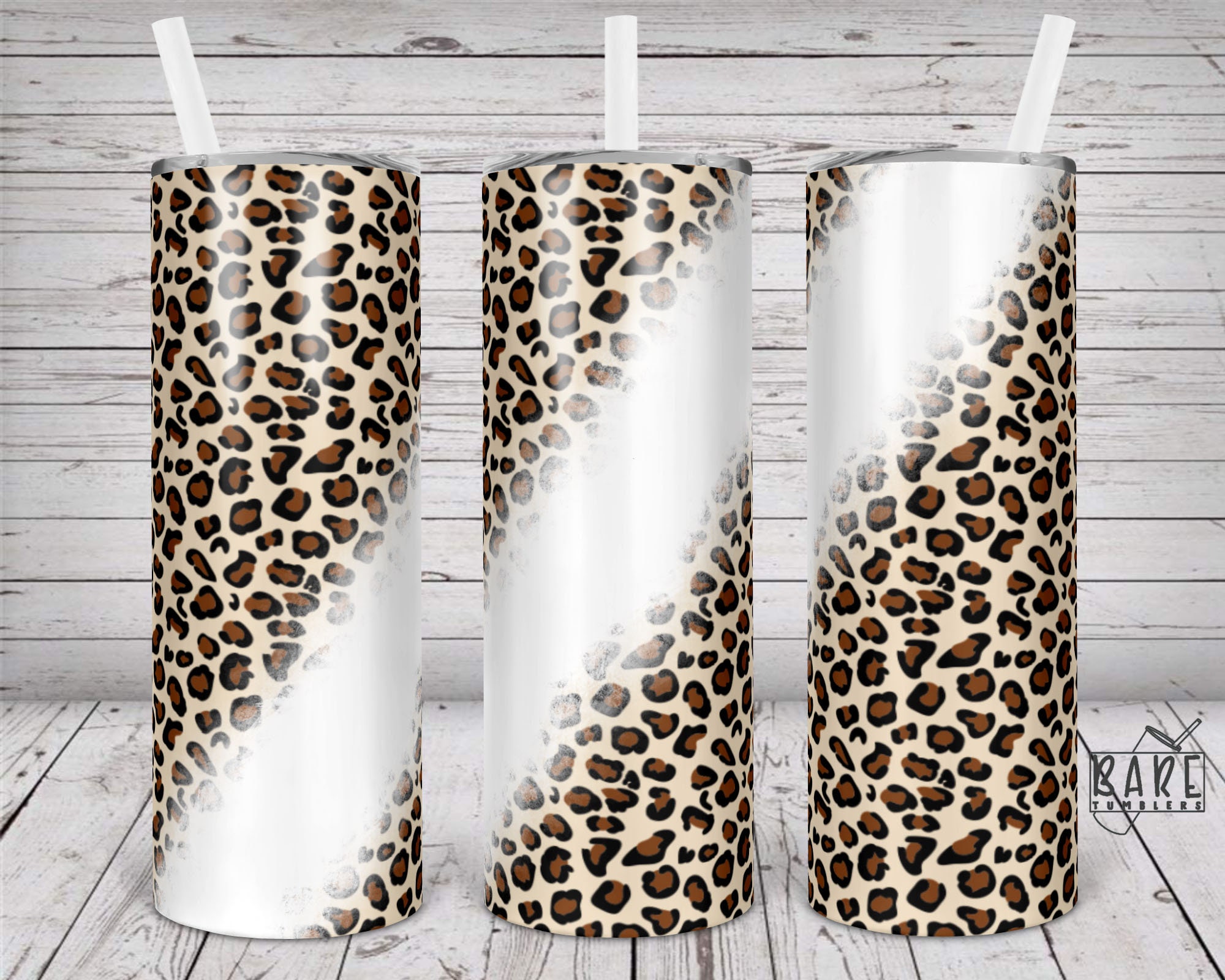 Leopard Blank Diagonal Stripe PNG for 20oz Taperless Skinny | Etsy