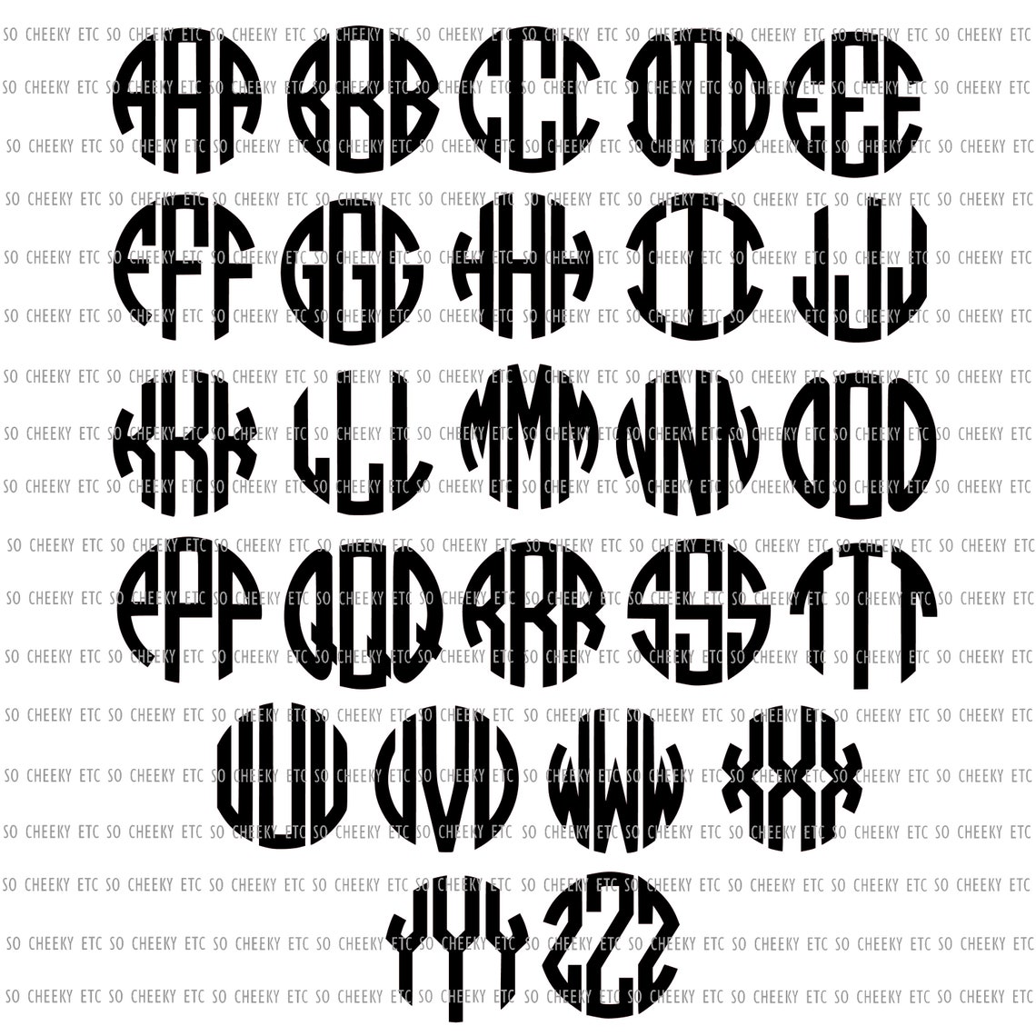 Round Monogram Cut File SVG PNG Silhouette Cricut - Etsy
