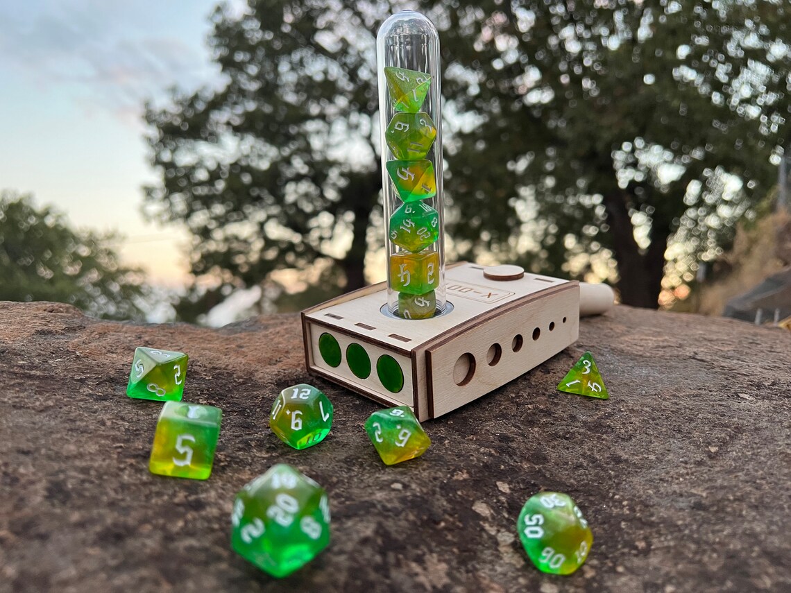 Dnd 7 Dice Set in Potion Flask, "portal Fluid" Green Yellow D&D ...