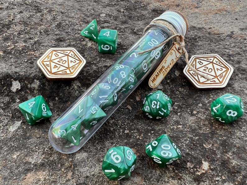 Dnd 7 Dice Set in Potion Flask Malachite D&D Polyhedral Dice - Etsy