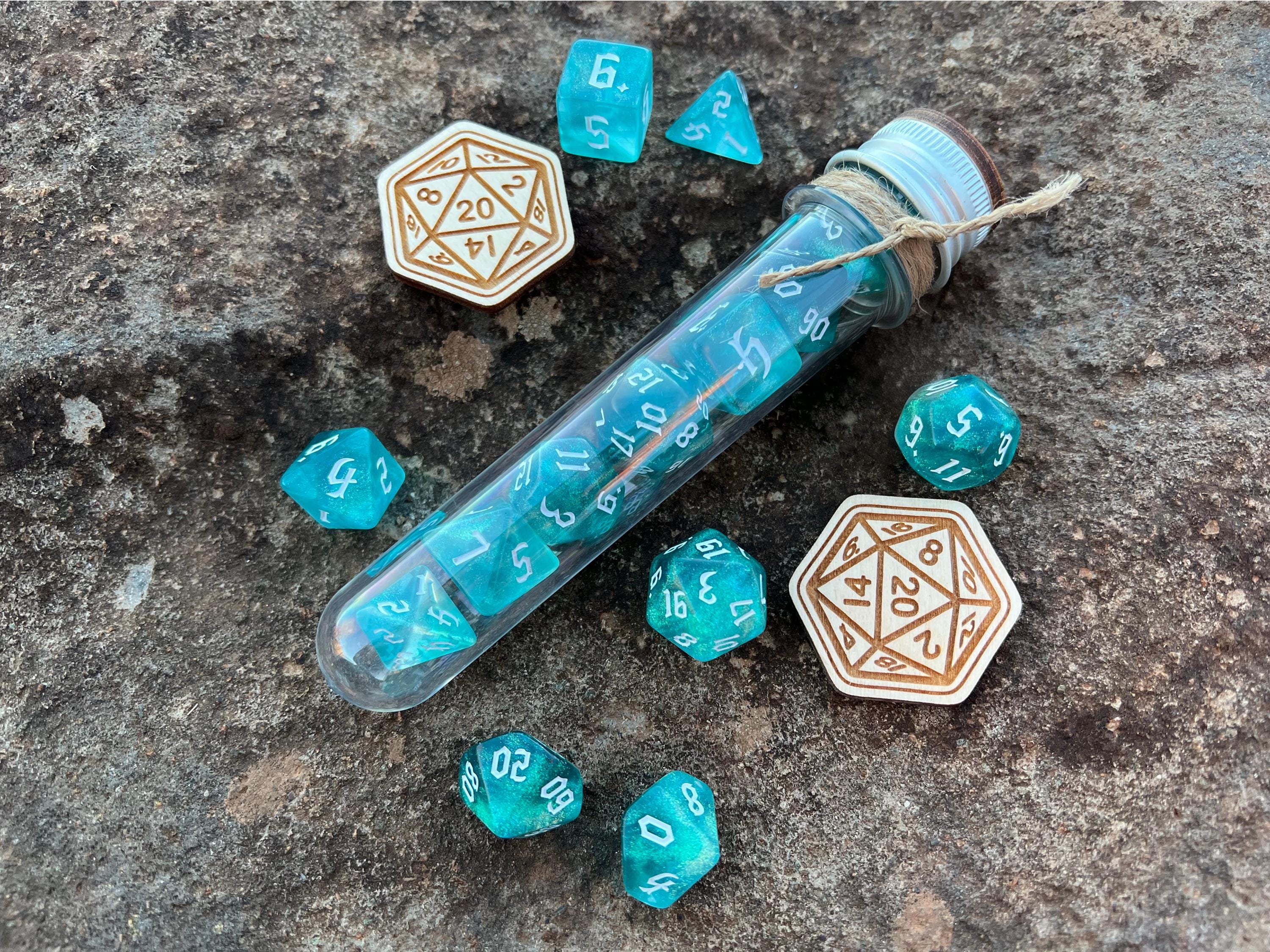 Dnd 7 Dice Set in Potion Flask, "merhorse" Turquoise White D&D ...