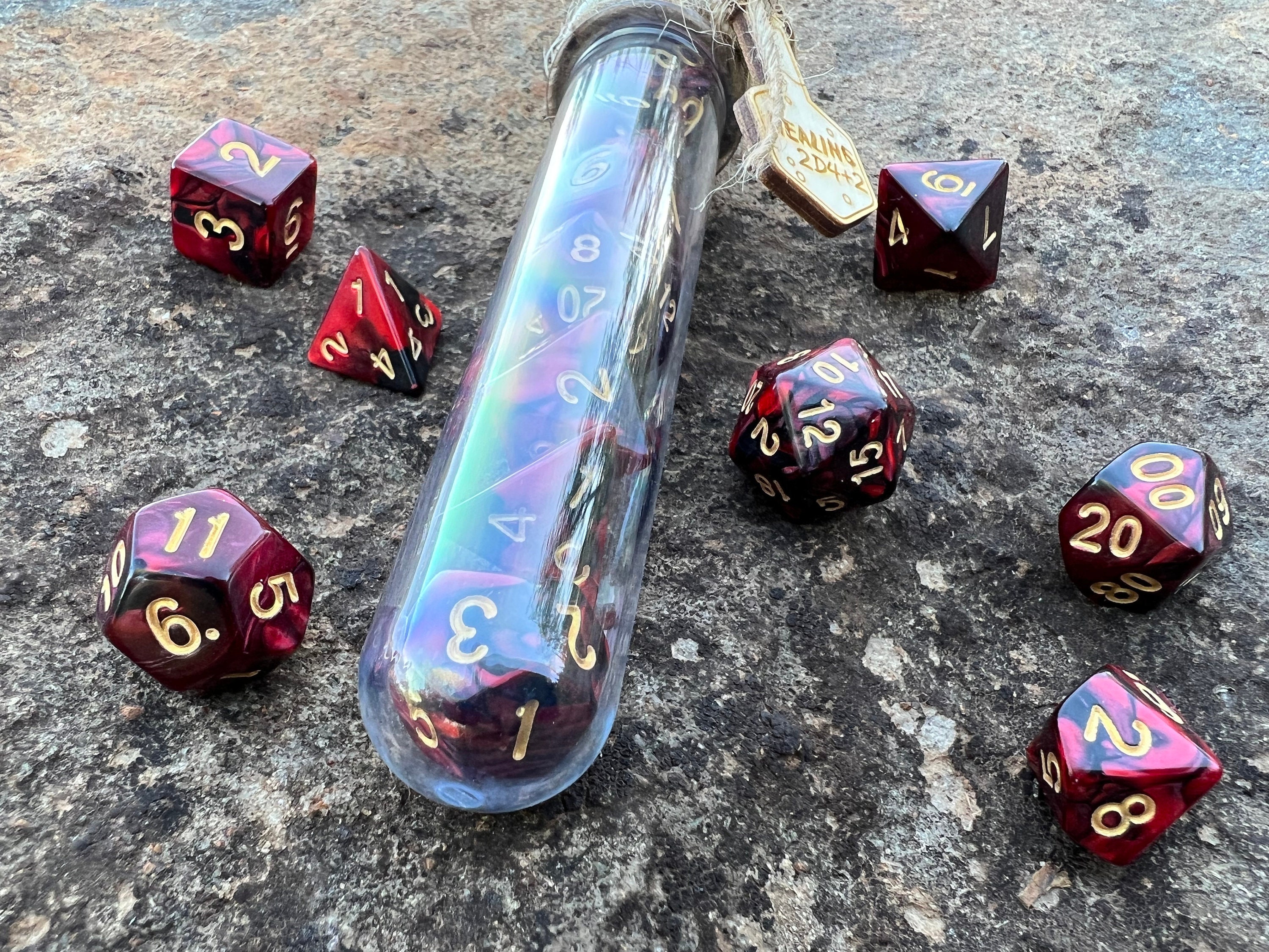 Dnd 7 Dice Set in Potion Flask dragon Blood Red - Etsy