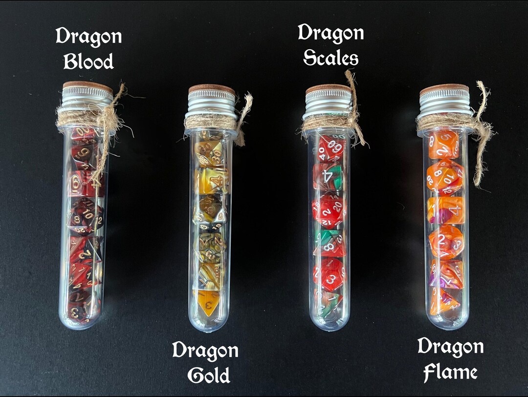 Dnd 7 Dice Set in Potion Flask, Dragon Collection D&D Polyhedral Dice ...