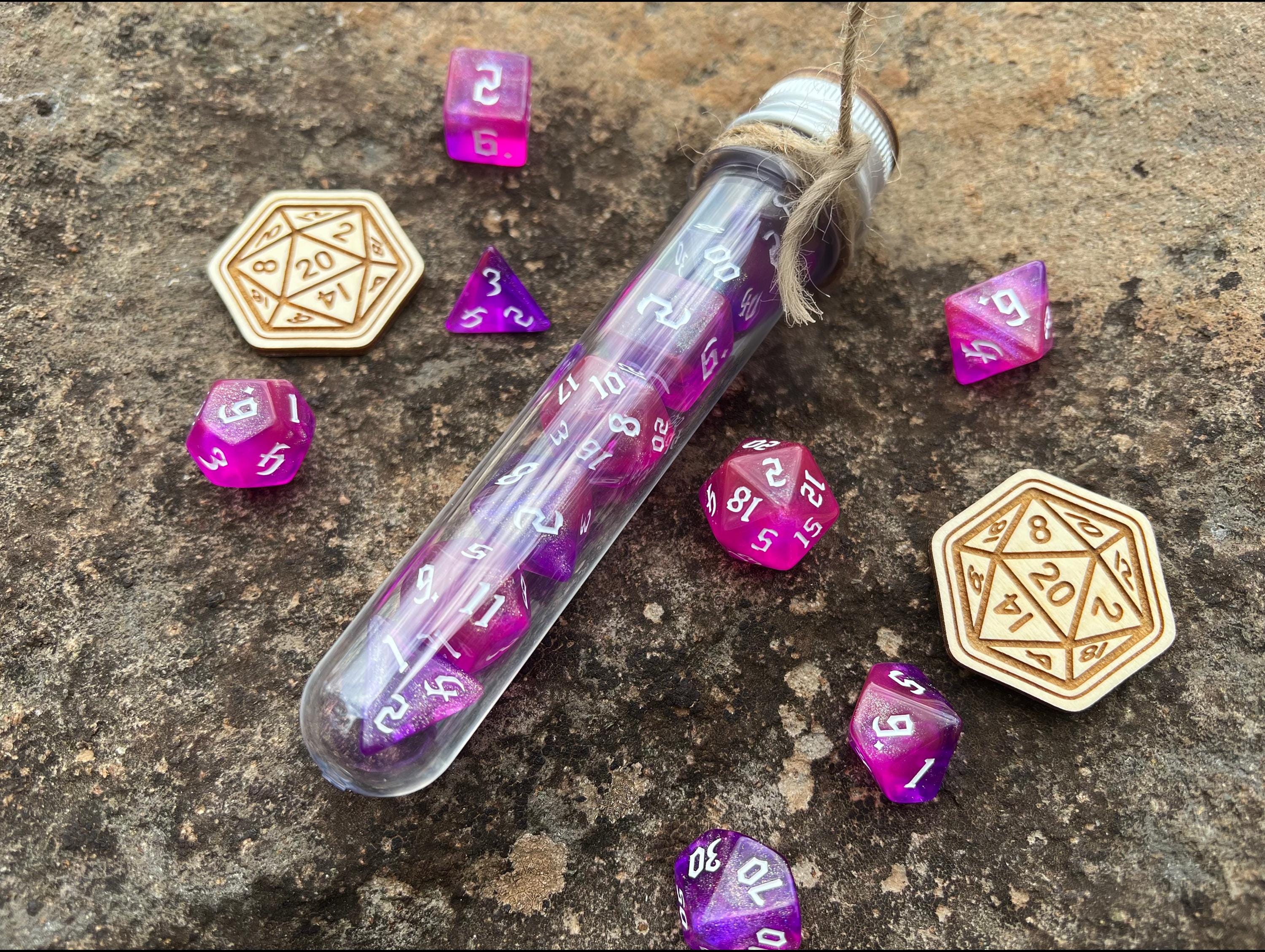 Dnd 7 Dice Set in Potion Flask, "fairy Dust" Shimmer Pink Purple D&D ...
