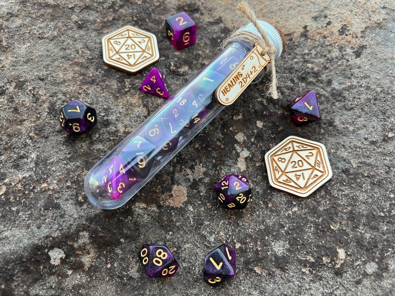 Dnd 7 Dice Set in Potion Flask Eternal Space D&D Polyhedral - Etsy