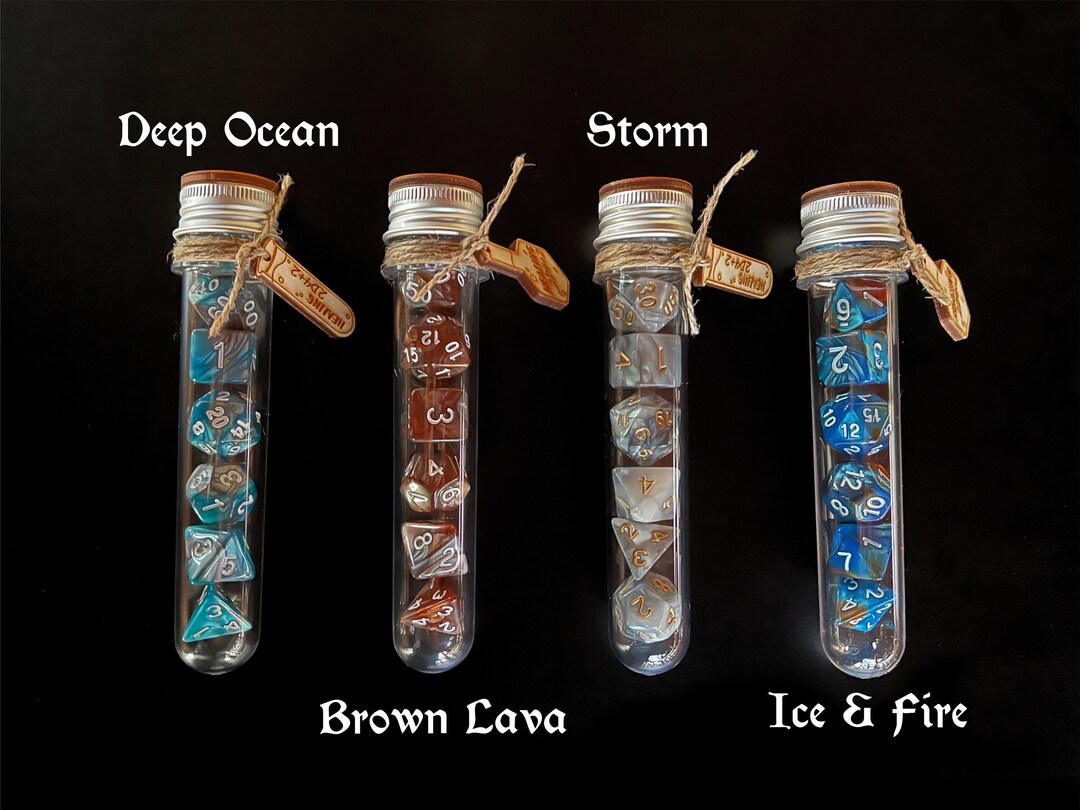 Dnd 7 Dice Set in Potion Flask, Powers of the Earth D&D Polyhedral Dice ...