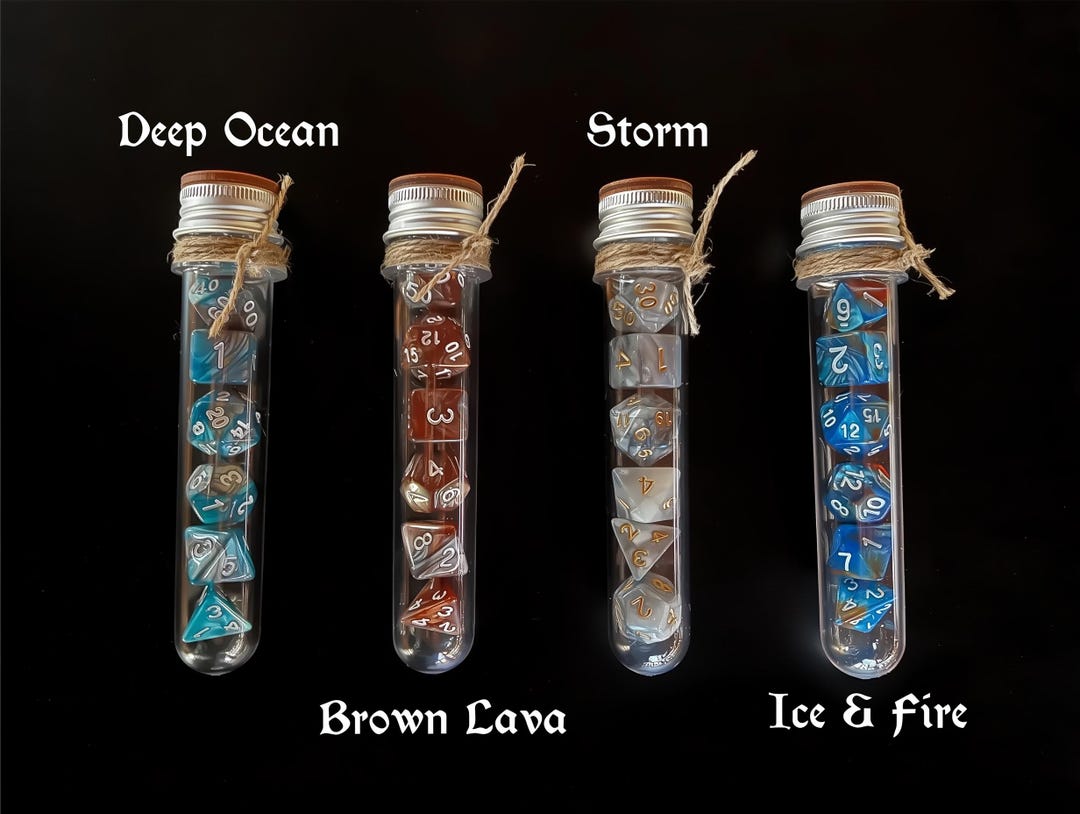 Dnd 7 Dice Set in Potion Flask, Powers of the Earth D&D Polyhedral Dice ...
