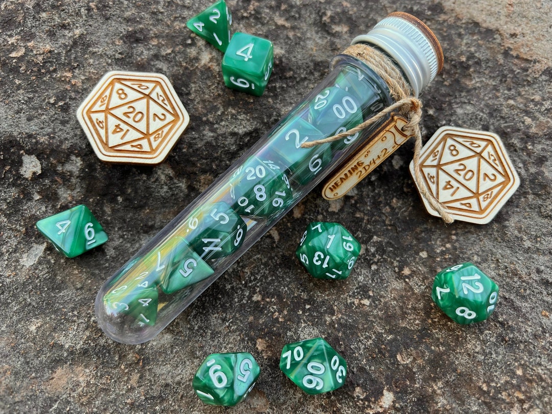 Dnd 7 Dice Set in Potion Flask, Malachite D&D Polyhedral Dice Set ...
